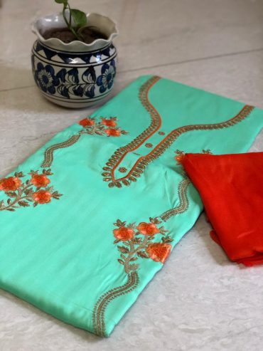 Sea Green traditional punjabi kadai suit with salwar and dupatta ...